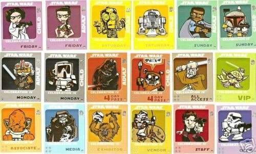 USA 2007 Star Wars passes and stickers from Celebration 4 (Los Angeles)